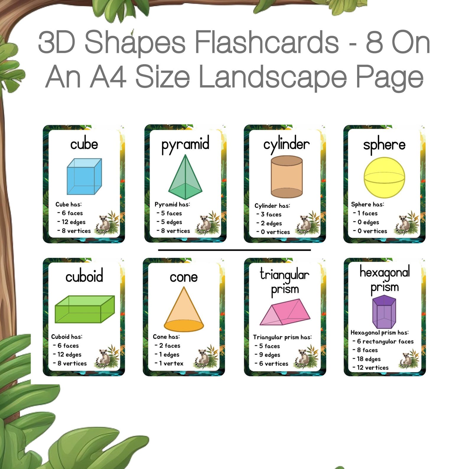 Jungle Classroom Theme | 3D Shapes | Math Shape Posters | Printable 3D ...