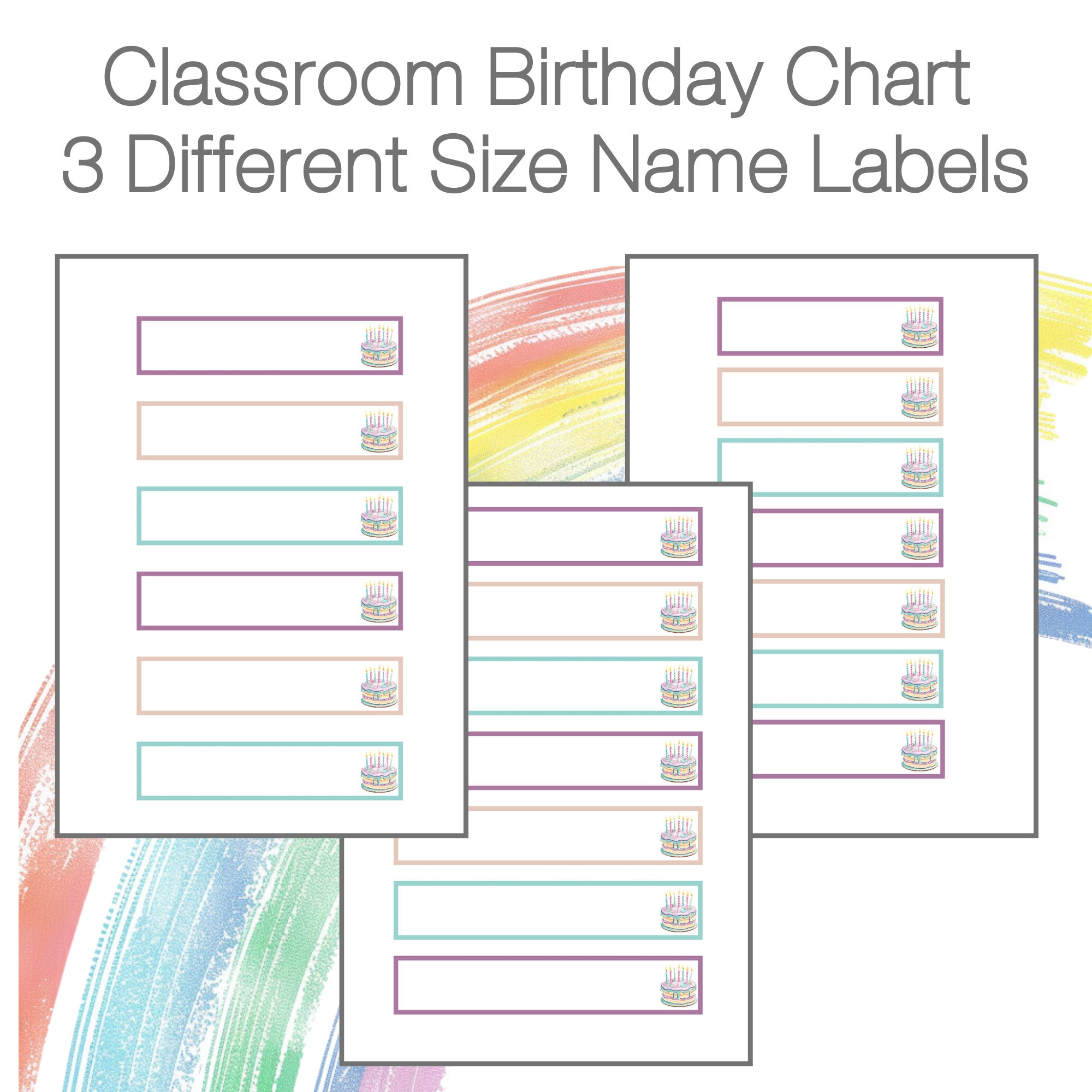 BOHO RAINBOW Birthday Chart | Editable | Pastel Rainbow Classroom Decor ...