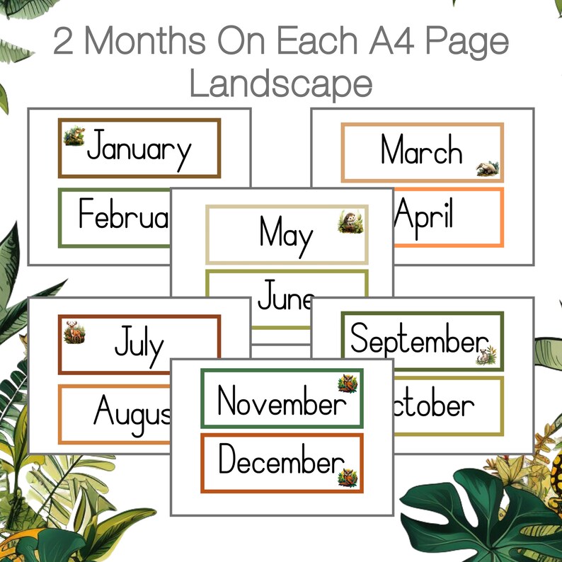 Jungle Theme Classroom Days of the Week Poster Printable & Months of ...