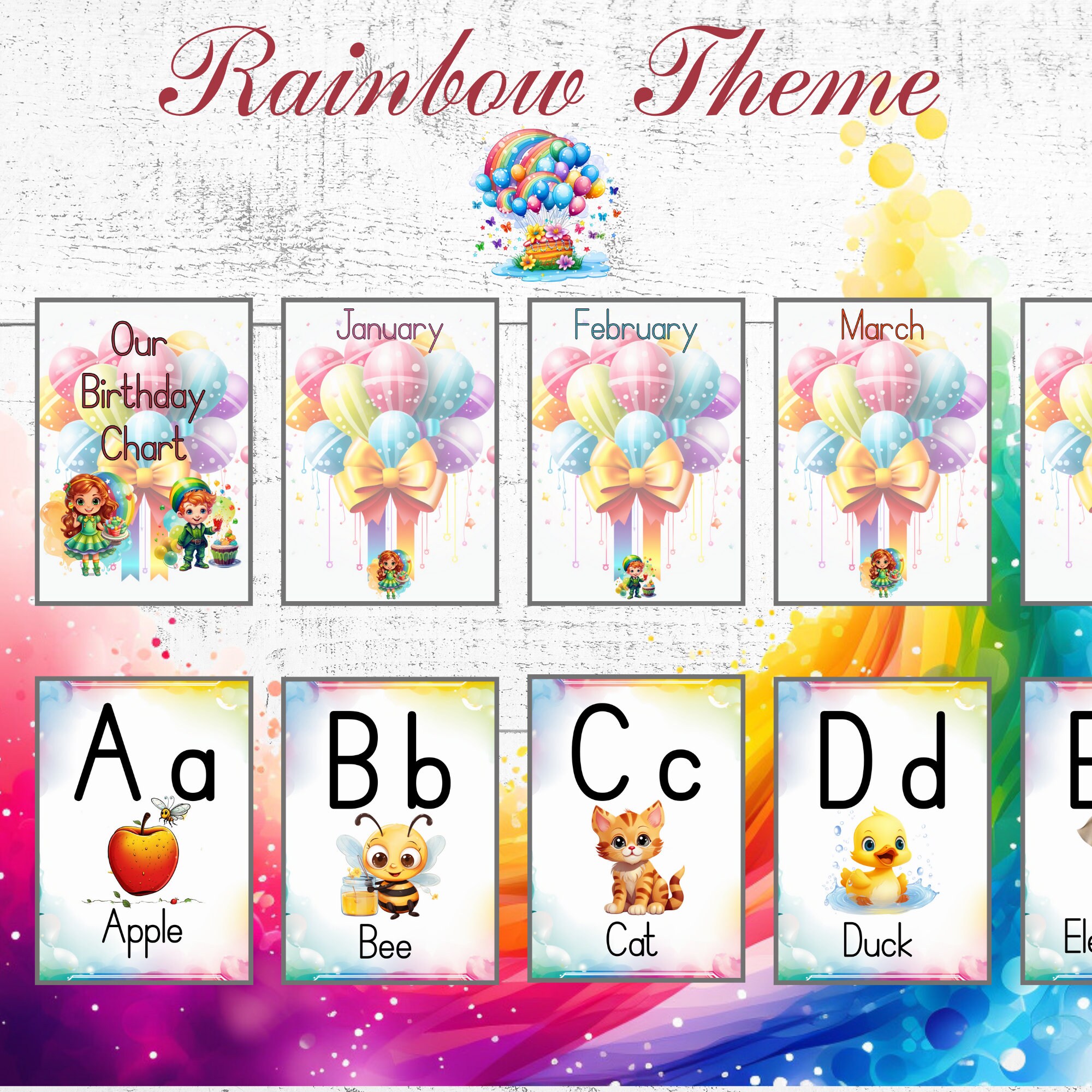Rainbow Themed Classroom Decor Bundle Printables Includes 7 Amazing ...