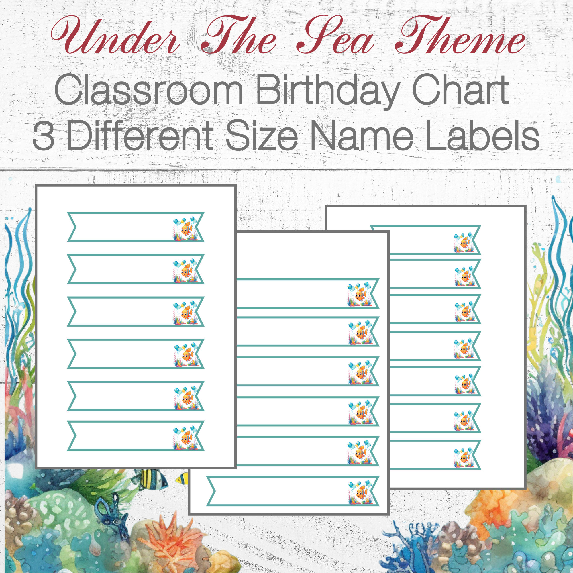 Under the Sea Theme Classroom Birthday Chart Ideas Printable Birthday ...