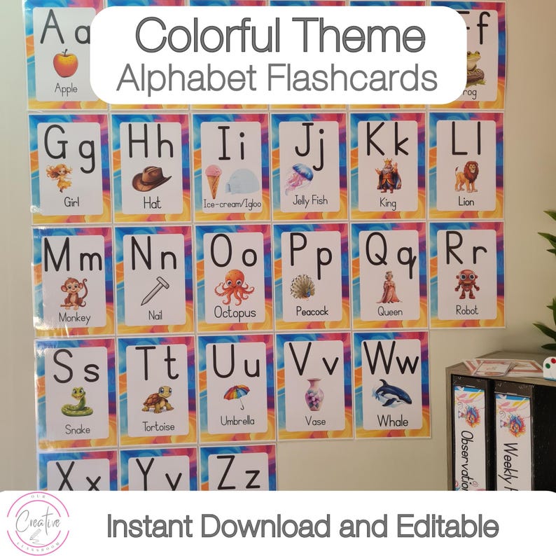 Colorful Classroom Theme Alphabet Posters | Classroom Decor | Phonics ...