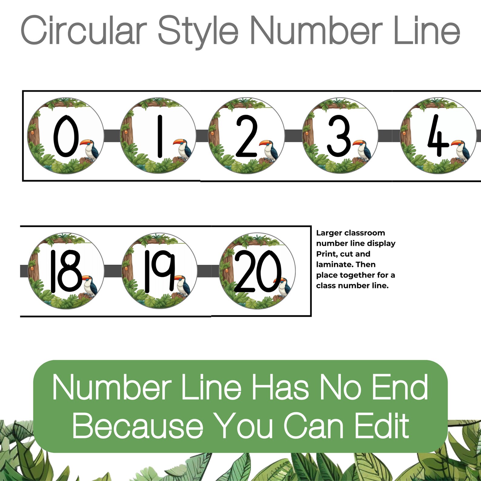 Jungle Classroom Theme | Number Lines | 2 Various Styles of Number ...