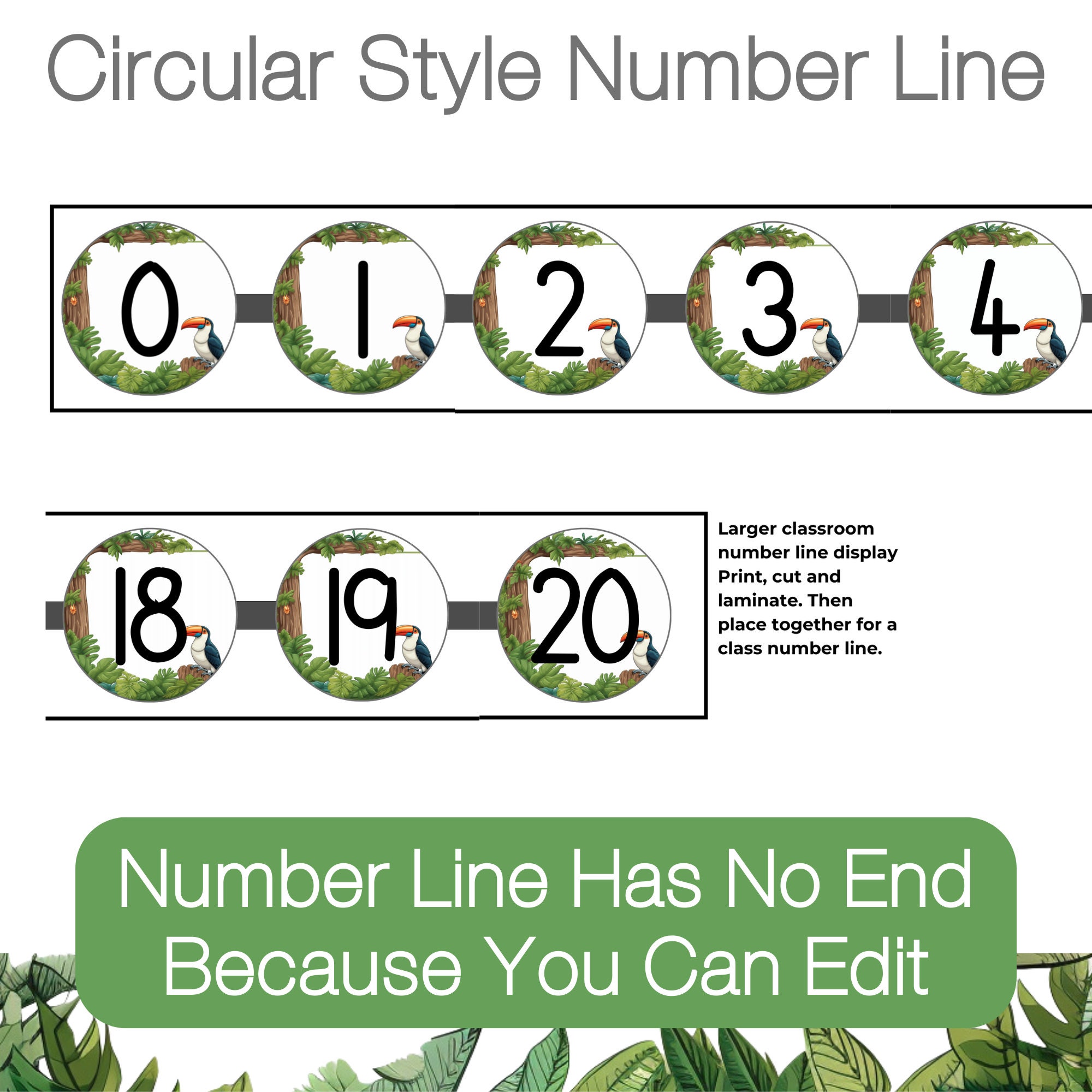 Jungle Classroom Theme | Number Lines | 2 Various Styles of Number ...