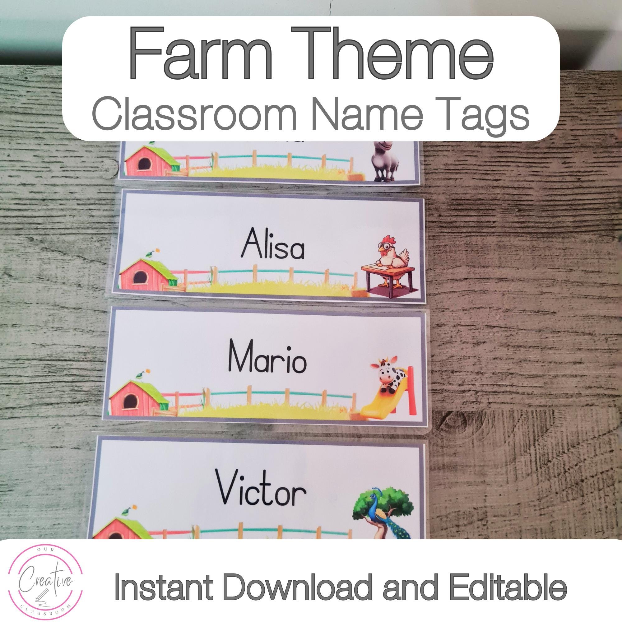 Farm Theme Classroom Name Tags Printable - Name Tags for Little ...