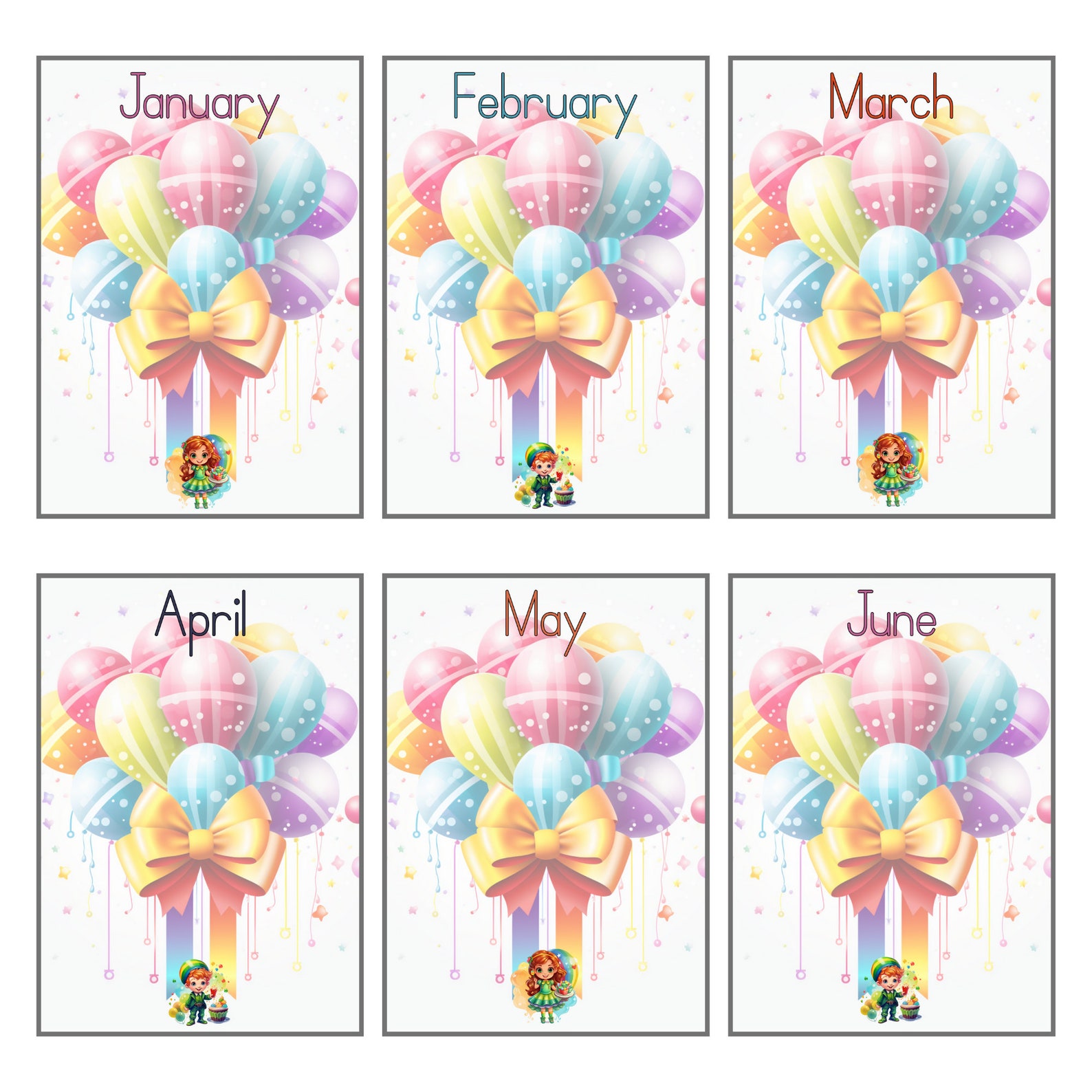 Rainbow Themed Classroom Birthday Chart Ideas Printable - Birthday ...