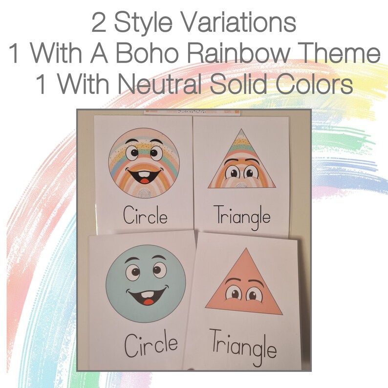 Boho Rainbow Theme Classroom | 2D Shapes | Math Shape Posters ...