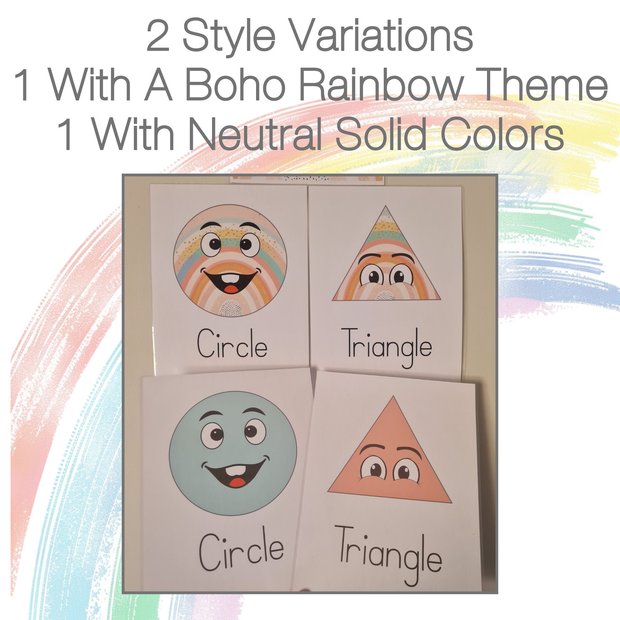 Boho Rainbow Theme Classroom | 2D Shapes | Math Shape Posters ...
