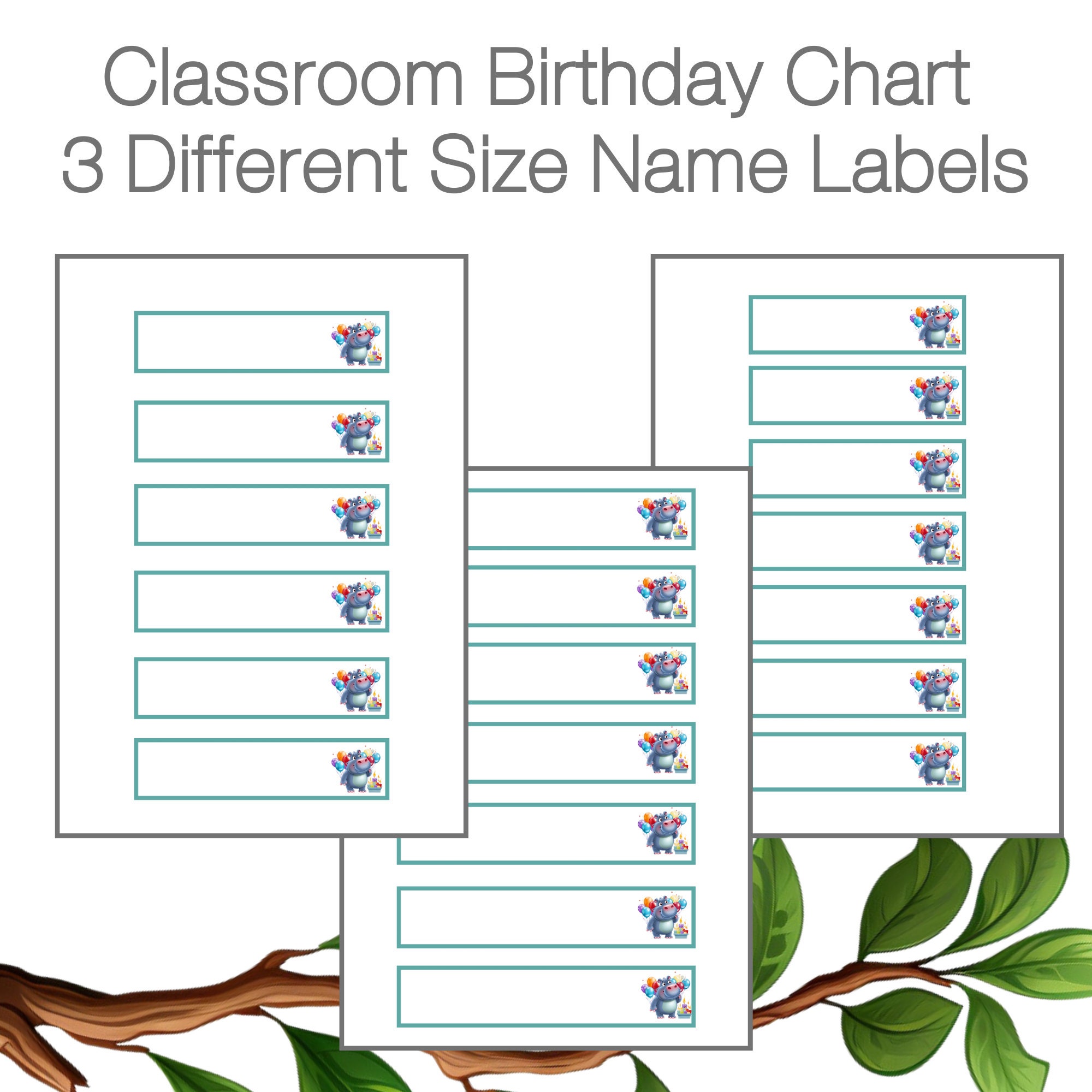 Safari Theme Classroom Birthday Chart Ideas Printable - Birthday Charts ...