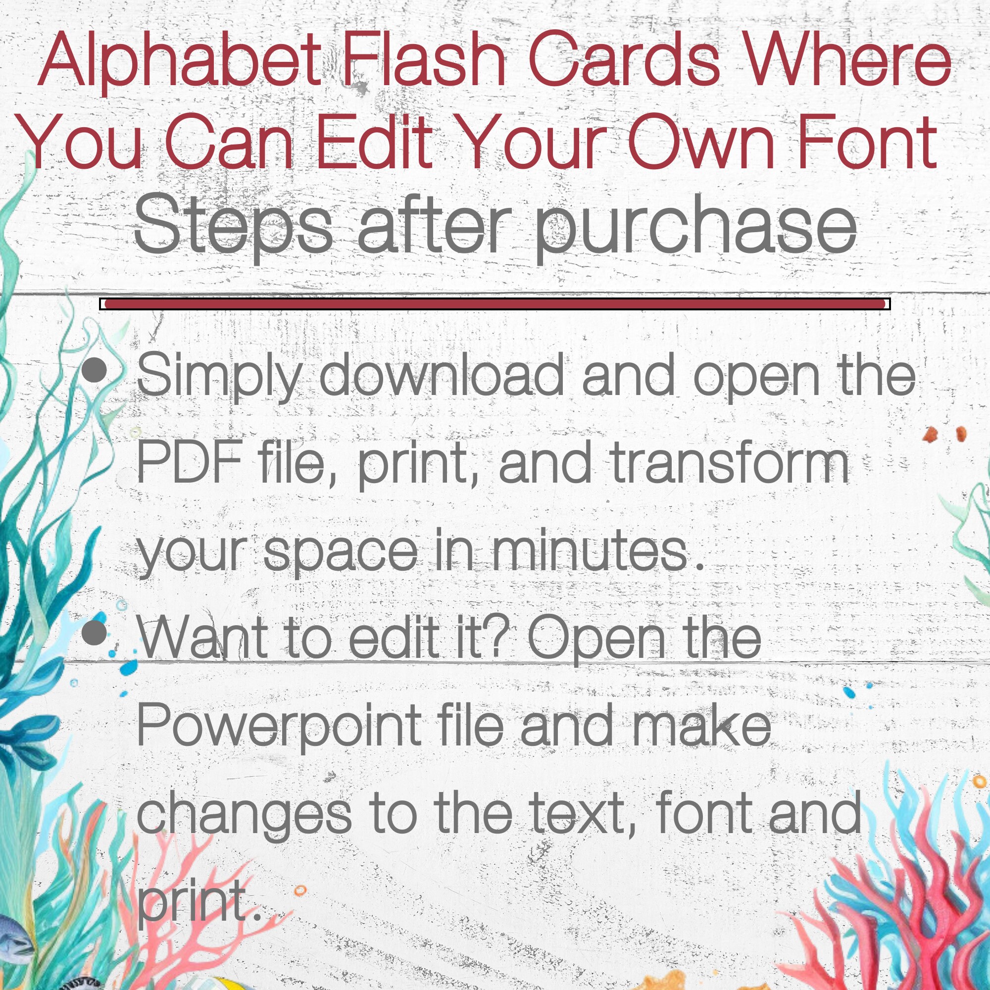 Under the Sea Classroom Theme Alphabet Flash Cards PDF Printable Number ...