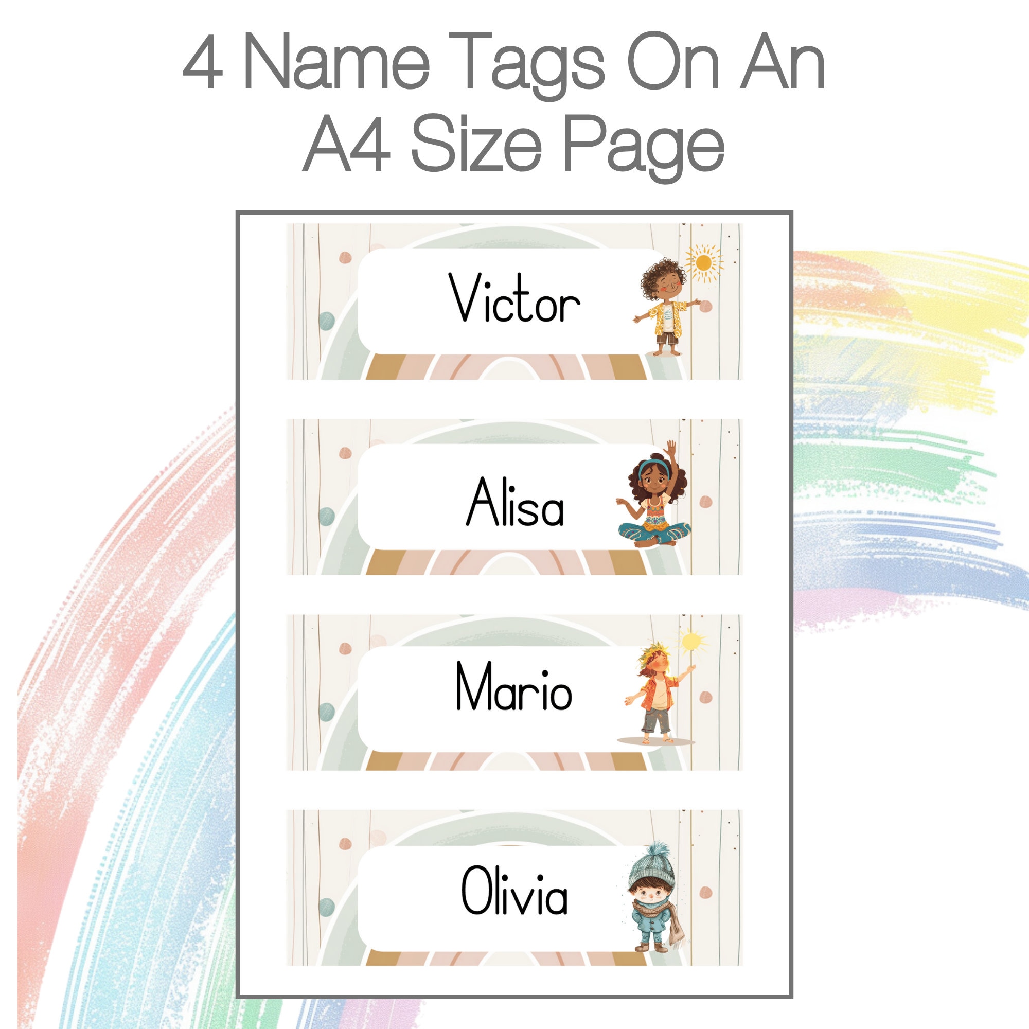 BOHO RAINBOW Classroom Name Tags | Editable | Pastel Rainbow Classroom ...