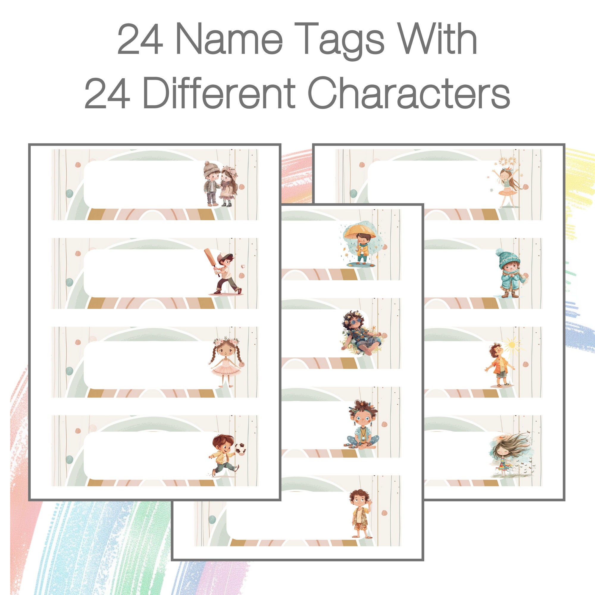 BOHO RAINBOW Classroom Name Tags Editable Pastel Rainbow Classroom ...