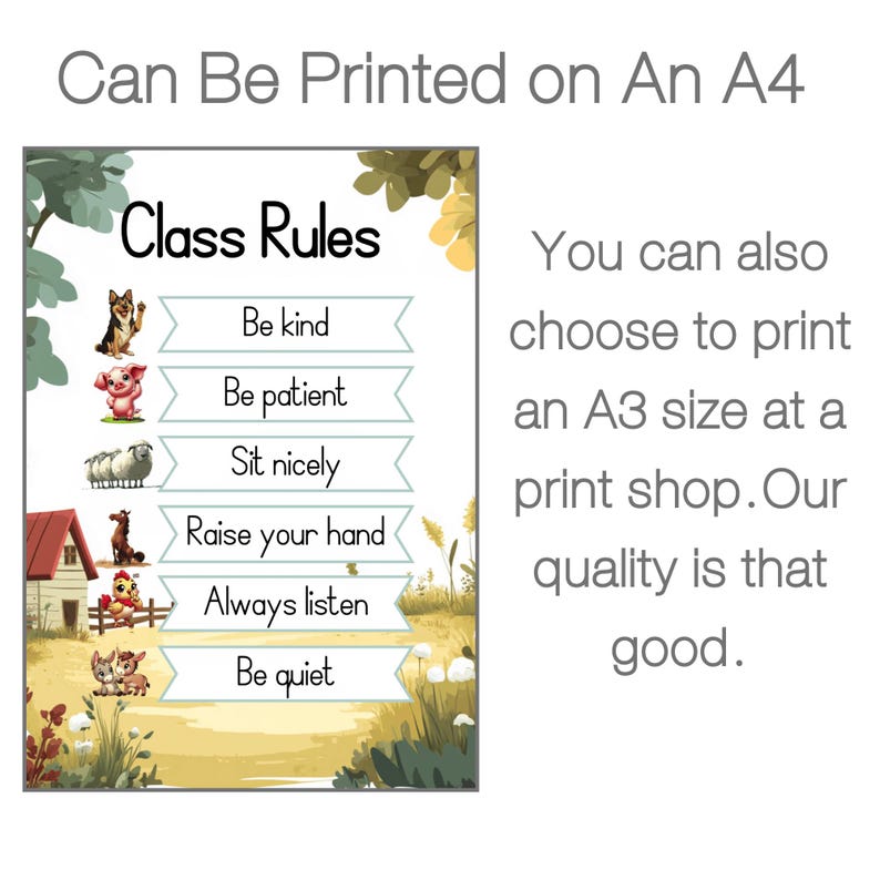 Farm Theme Classroom Rules Posters Printable - Class Rules Posters for ...