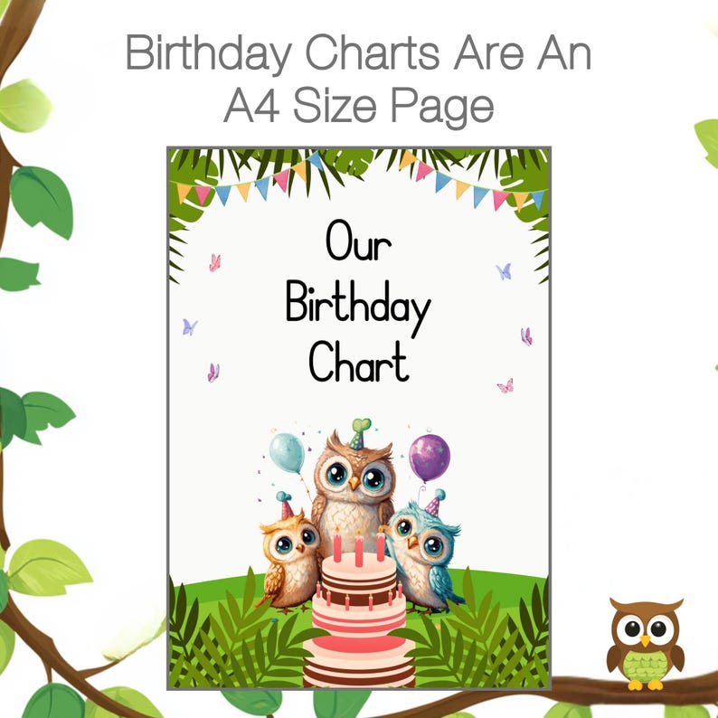 Owl Theme Classroom | Birthday Chart Ideas Printable | Birthday Charts ...