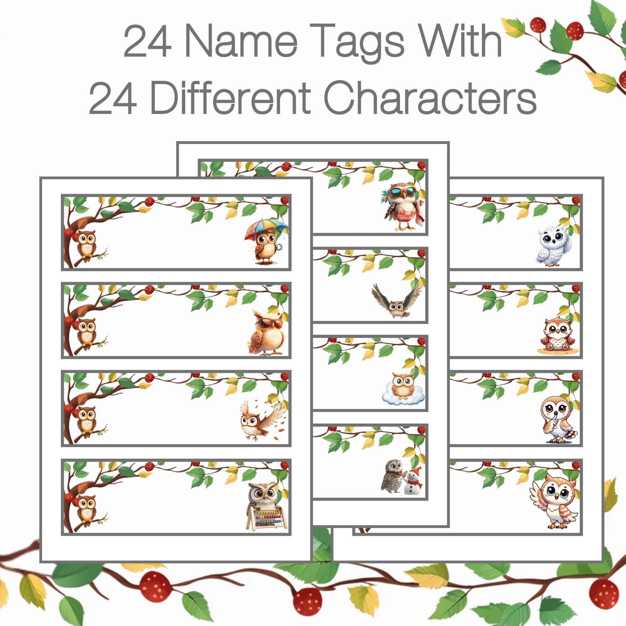 Owl Theme Classroom Name Tags Printable - Name Tags for Little Learners ...
