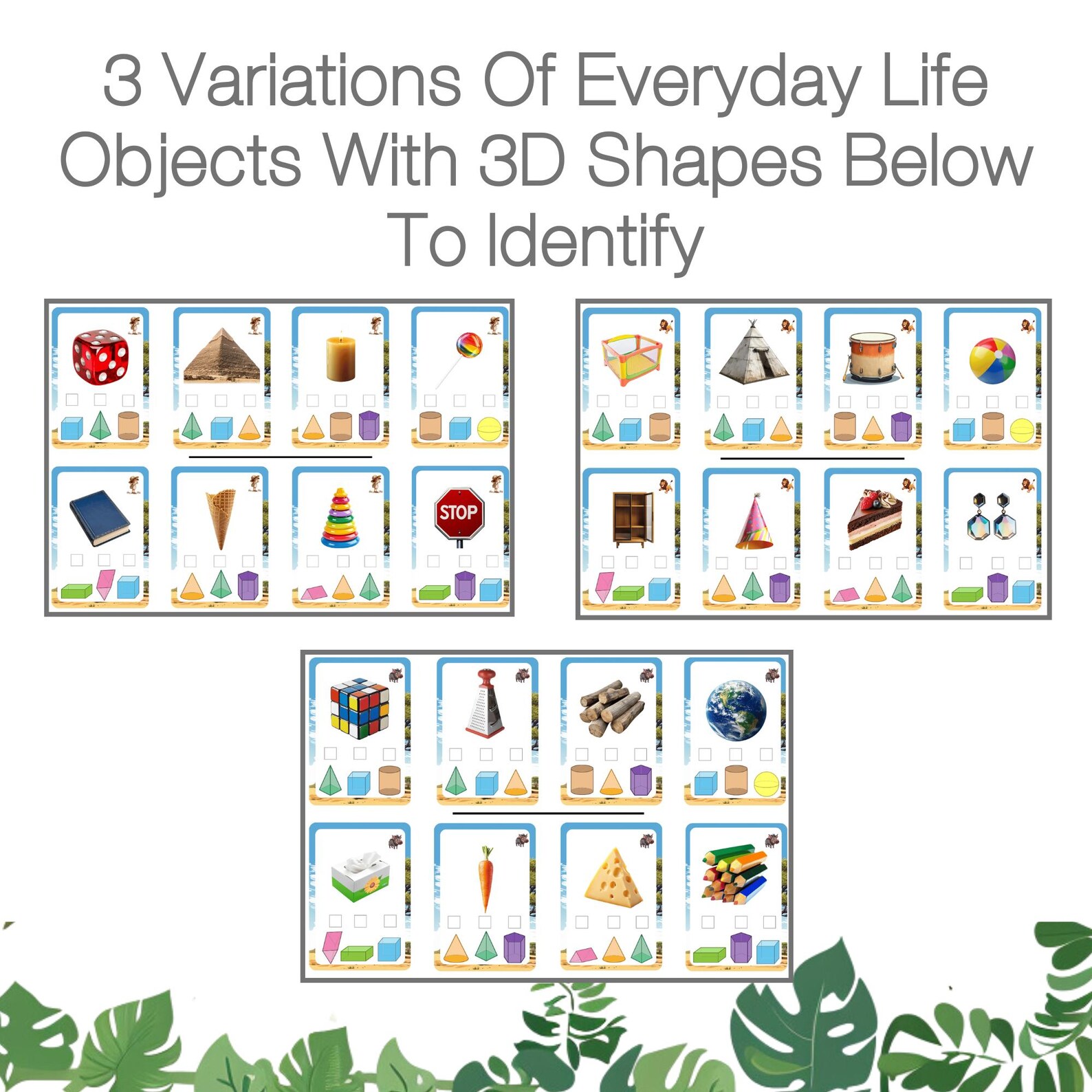 Safari Classroom Theme | 3D Shapes | Math Shape Posters | Printable 3D ...