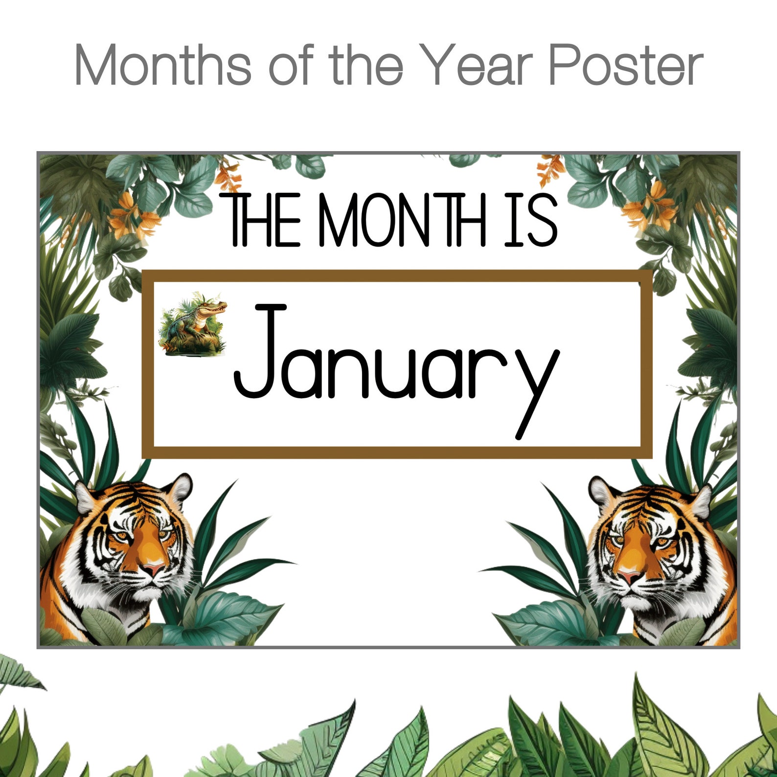 Jungle Theme Classroom Days of the Week Poster Printable & Months of ...