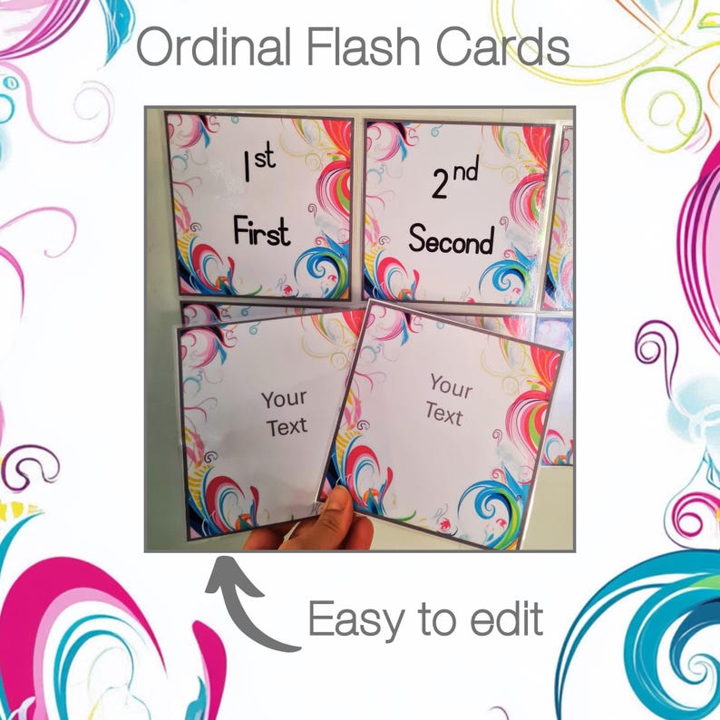 Colorful Classroom Theme | Ordinal Numbers Poster | Editable Flashcards ...