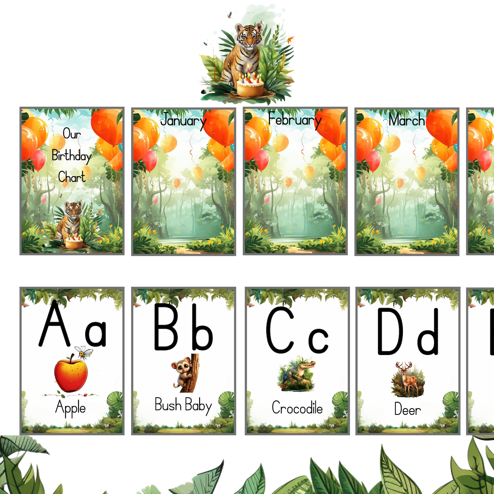 Jungle Theme Classroom Decor Bundle Printables - Includes 15 Amazing ...