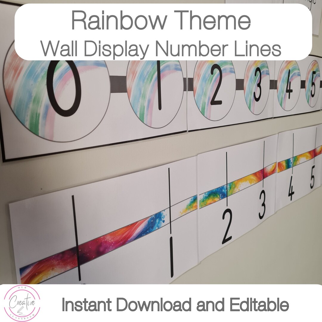 Rainbow-themed Classroom | Number Lines | 2 Various Styles of Number ...