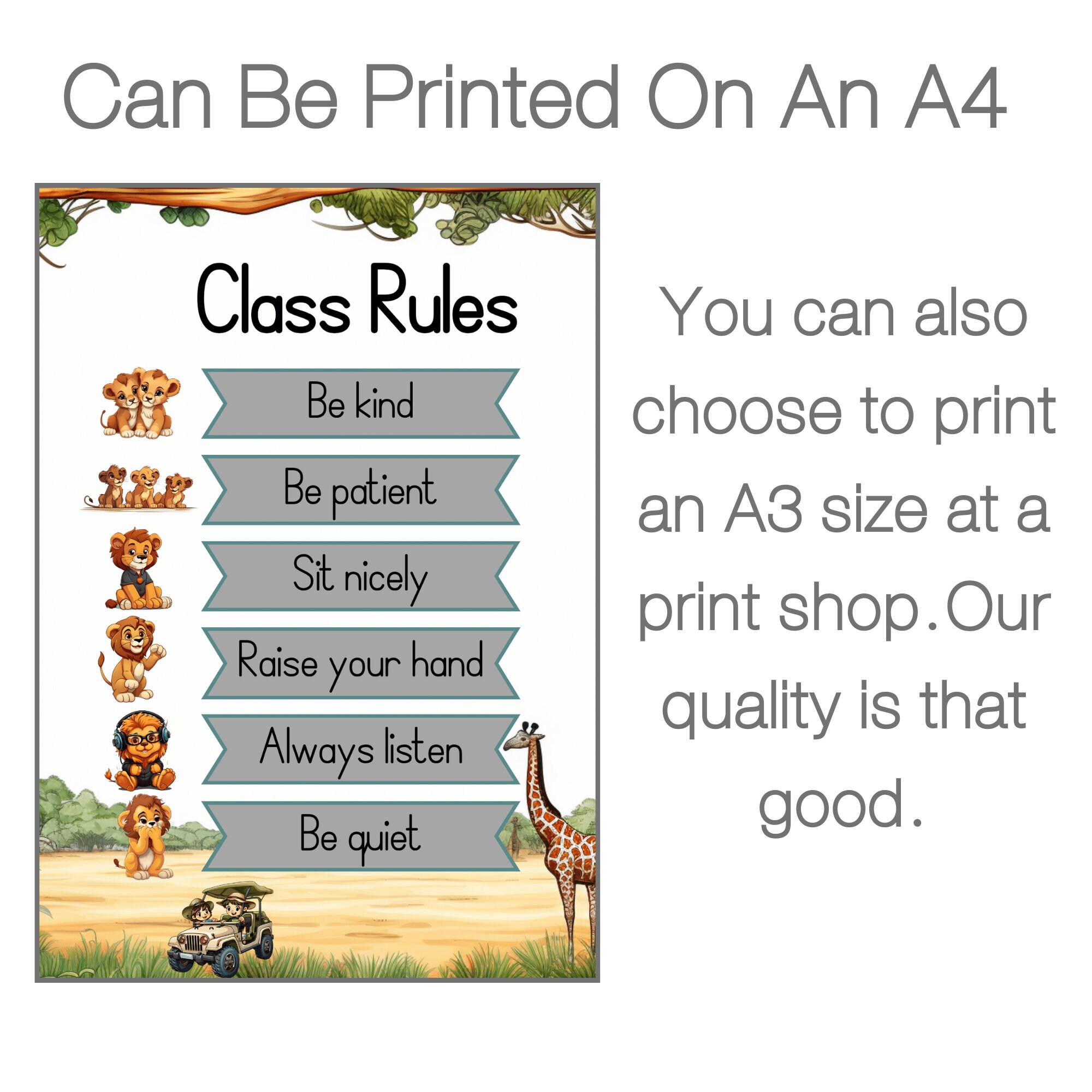 Safari Theme Classroom Rules Posters Printable - Class Rules for ...