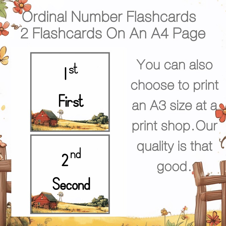 Farm Theme Classroom | Ordinal Numbers Poster | Editable Flashcards ...
