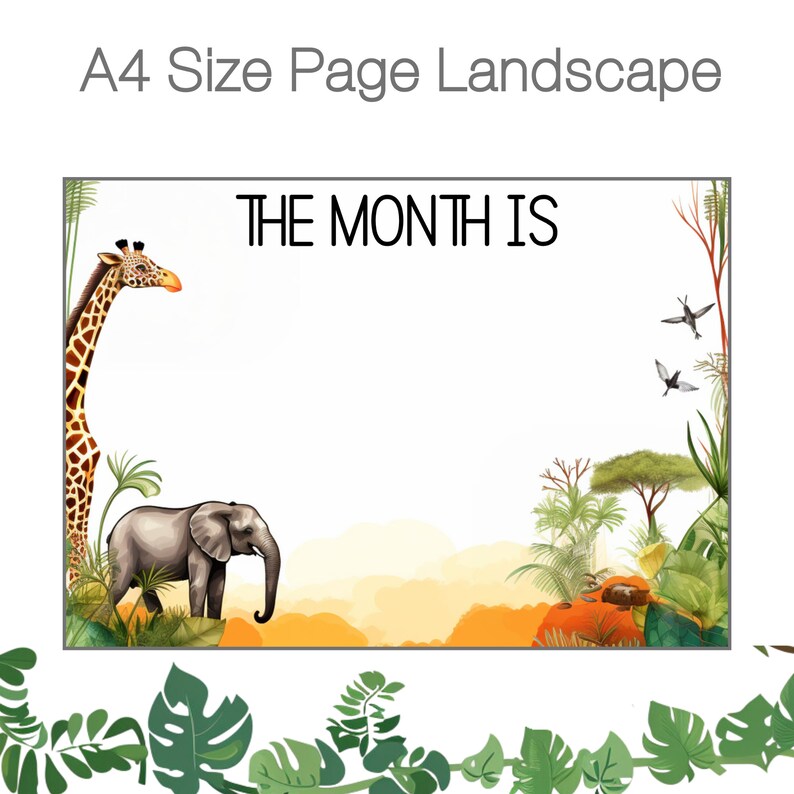 Safari Theme Classroom Days of the Week Poster Printable & Months of ...