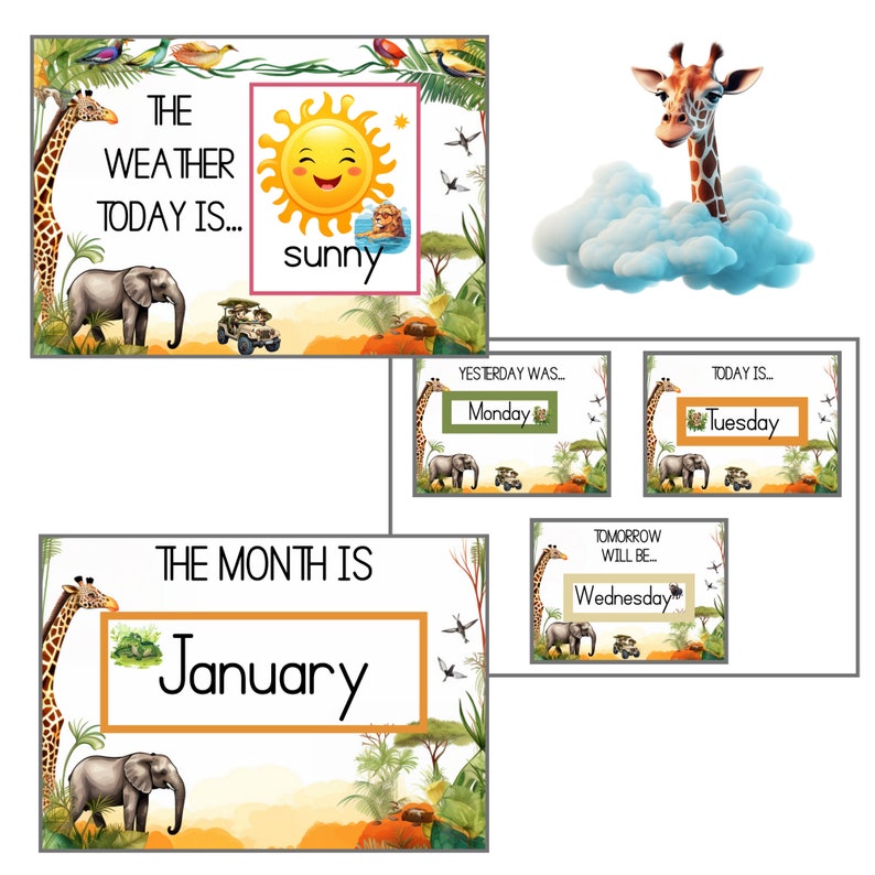 Safari Theme Classroom Decor Bundle Printables Includes 7 Amazing ...