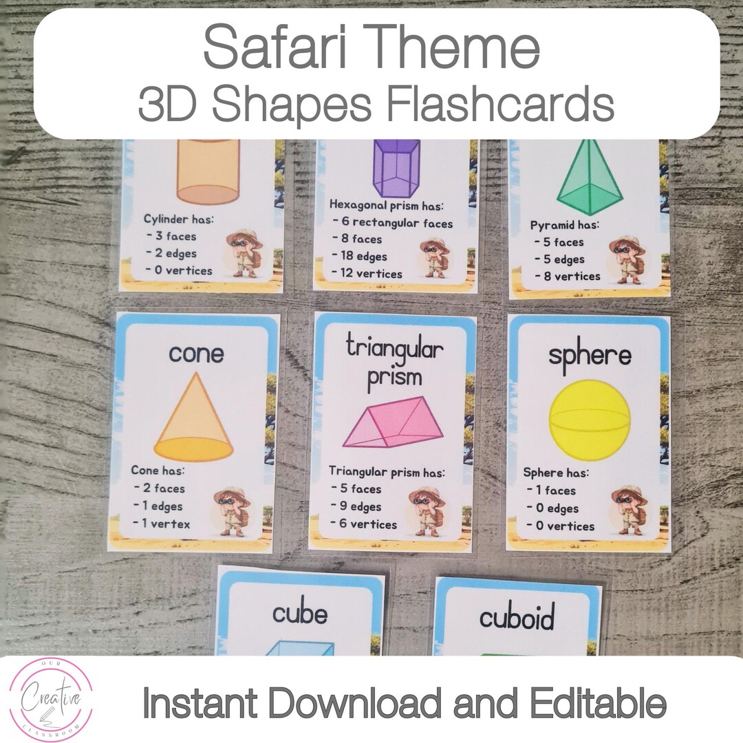 Safari Classroom Theme | 3D Shapes | Math Shape Posters | Printable 3D ...