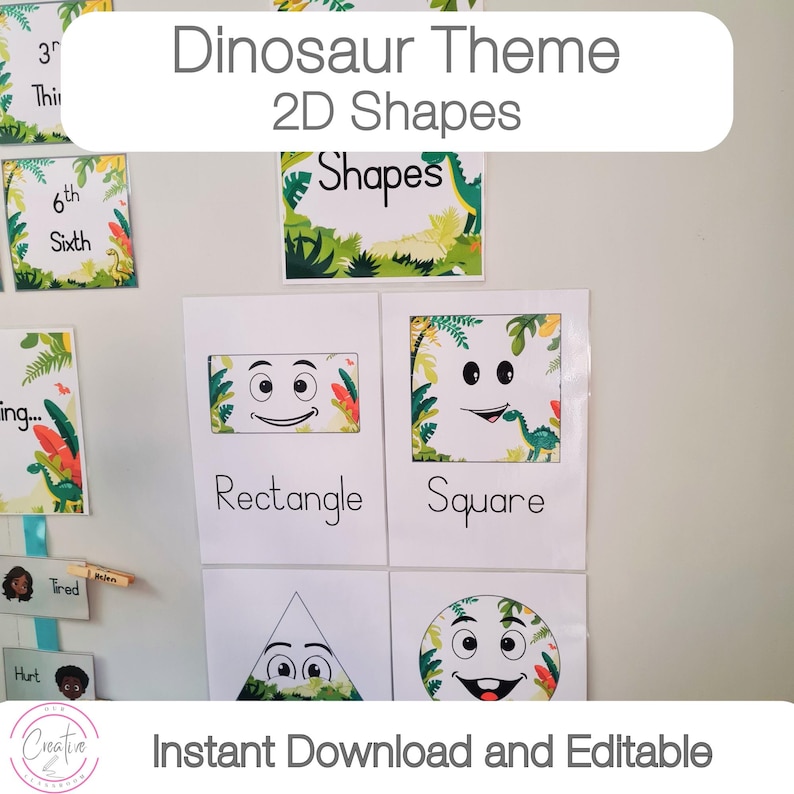Dinosaur Classroom Theme | 2D Shapes | Math Shape Posters | Printable ...