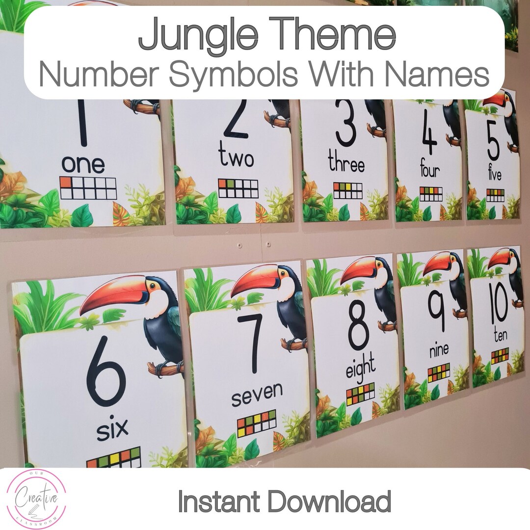 Jungle Classroom Theme | Number Flashcards | Number Posters | Editable ...