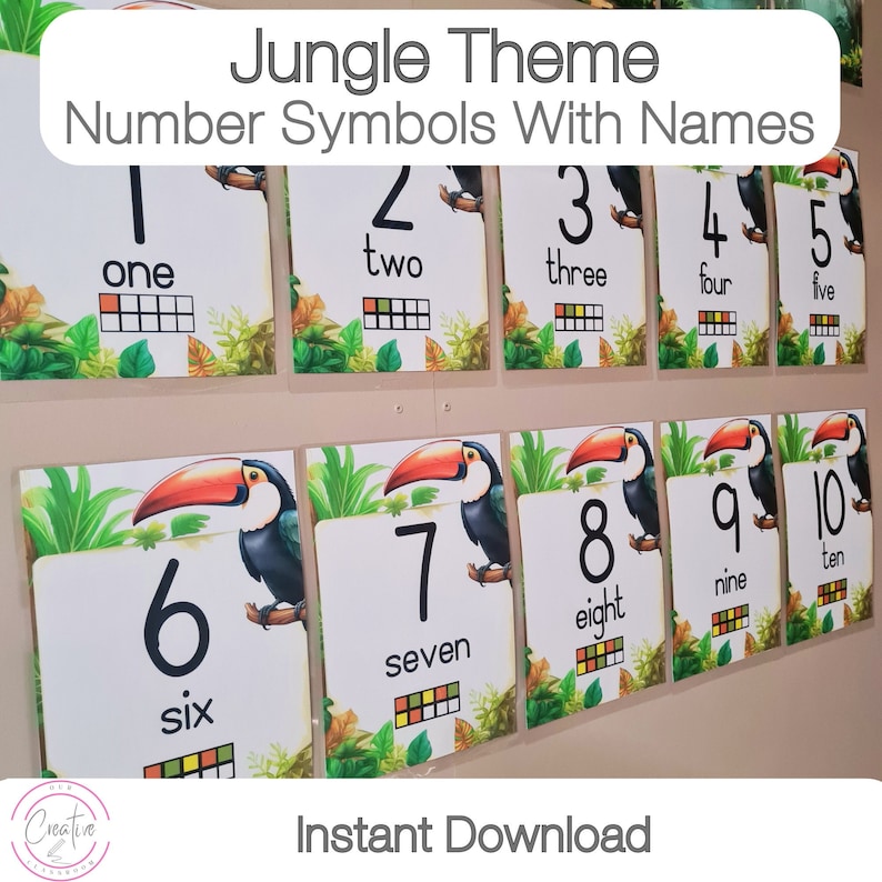 Jungle Classroom Theme | Number Flashcards | Number Posters | Editable ...