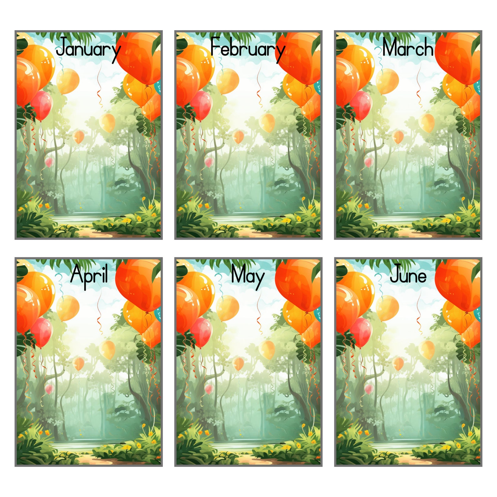 Jungle Theme Classroom Birthday Chart Ideas Printable - Birthday Charts ...