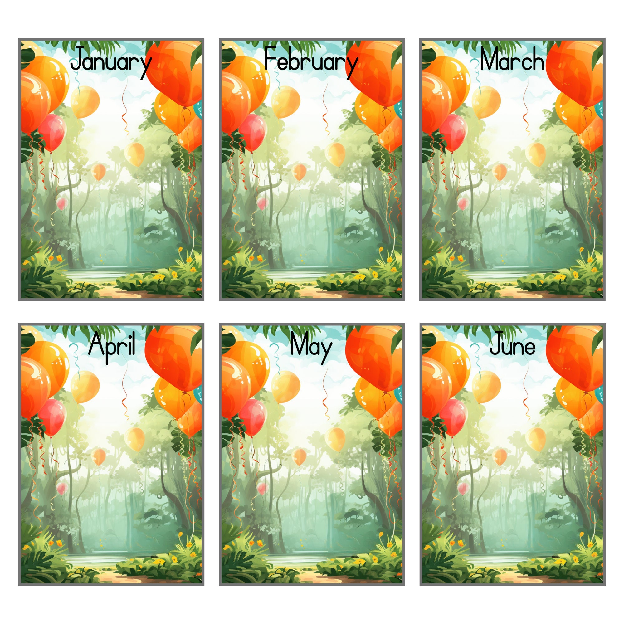 Jungle Theme Classroom Birthday Chart Ideas Printable - Birthday Charts ...