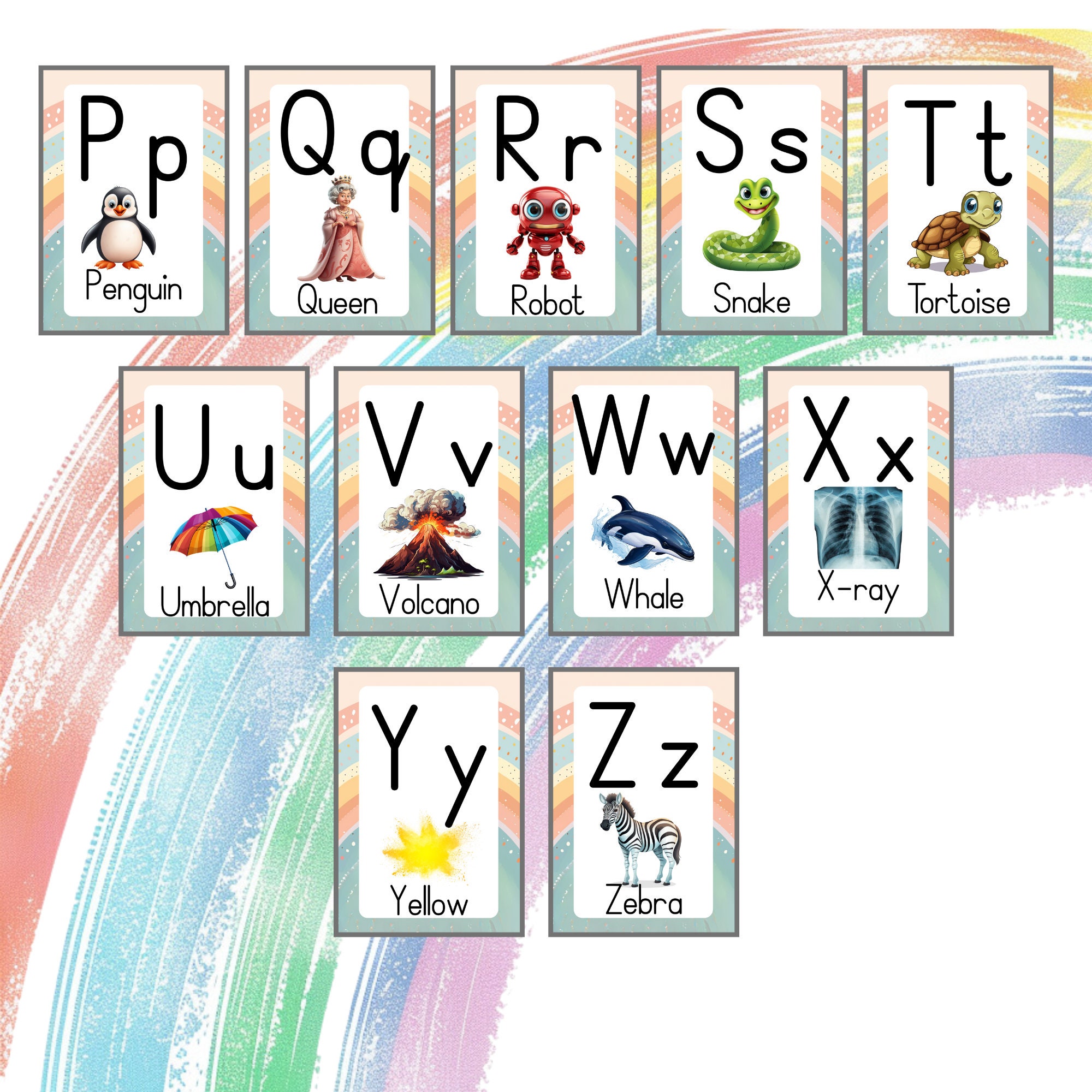 Boho Rainbow Theme Classroom Decor | Alphabet Posters | Editable ...