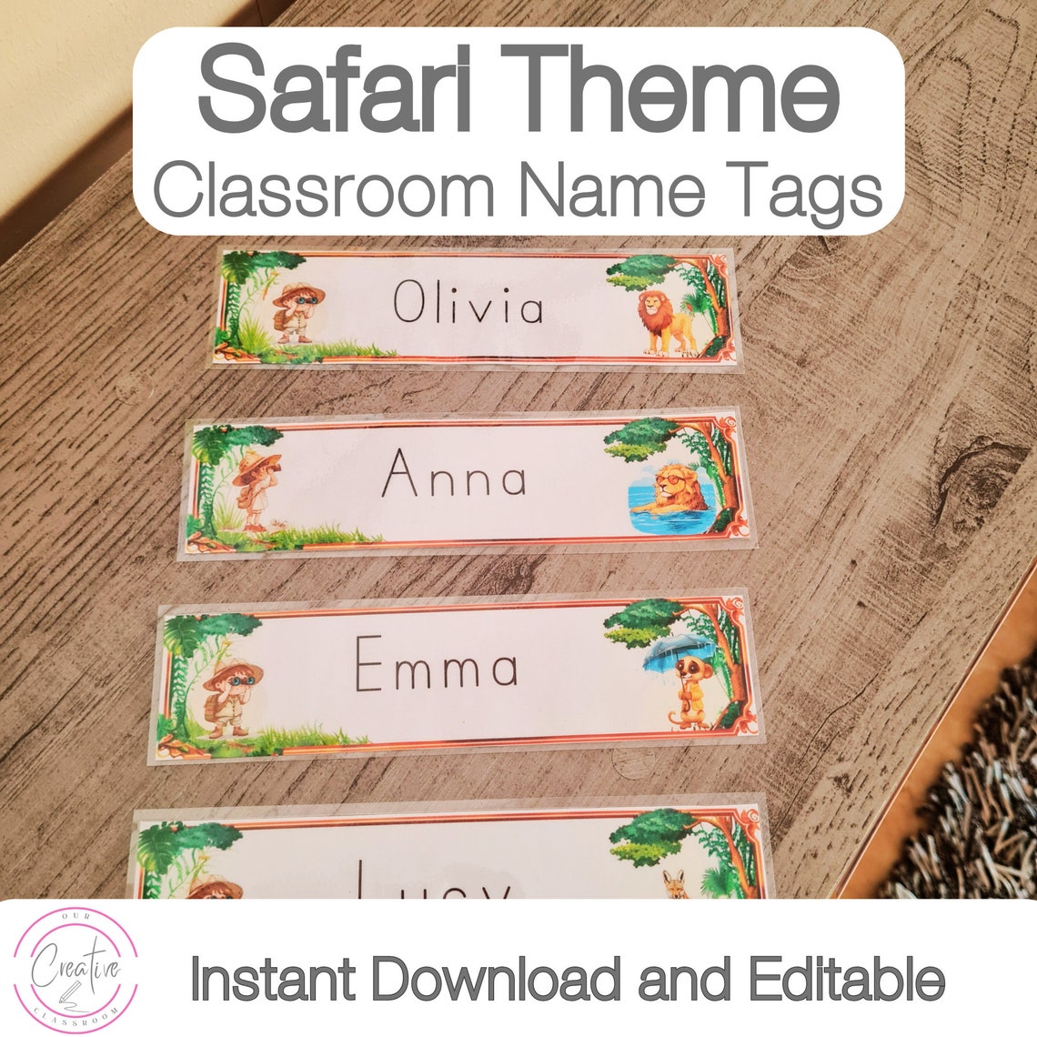 Safari Theme Classroom Name Tags Printable - Name Tags for Kindergarten ...
