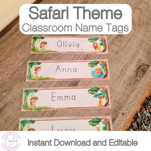 Safari Theme Classroom Name Tags Printable - Name Tags for Kindergarten ...