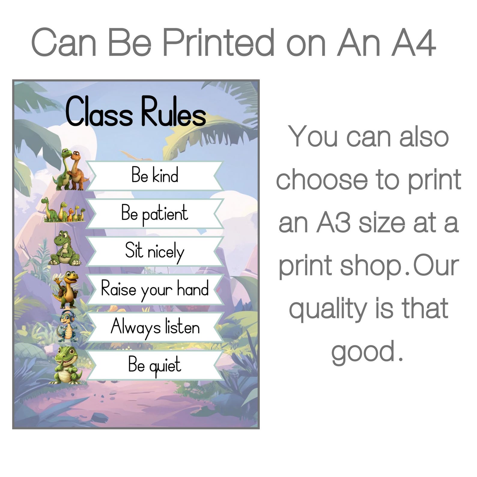 Dinosaur-themed Classroom Rules Posters Printable - Class Rules for ...