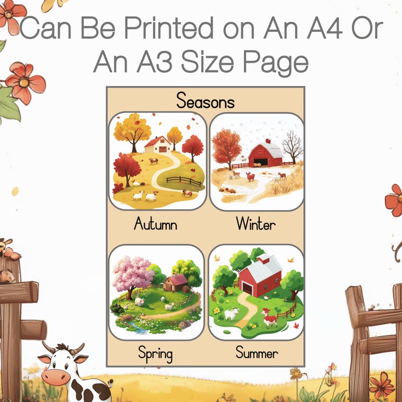 Farm Theme Classroom Kids Weather Chart Printable - All Seasons Posters ...