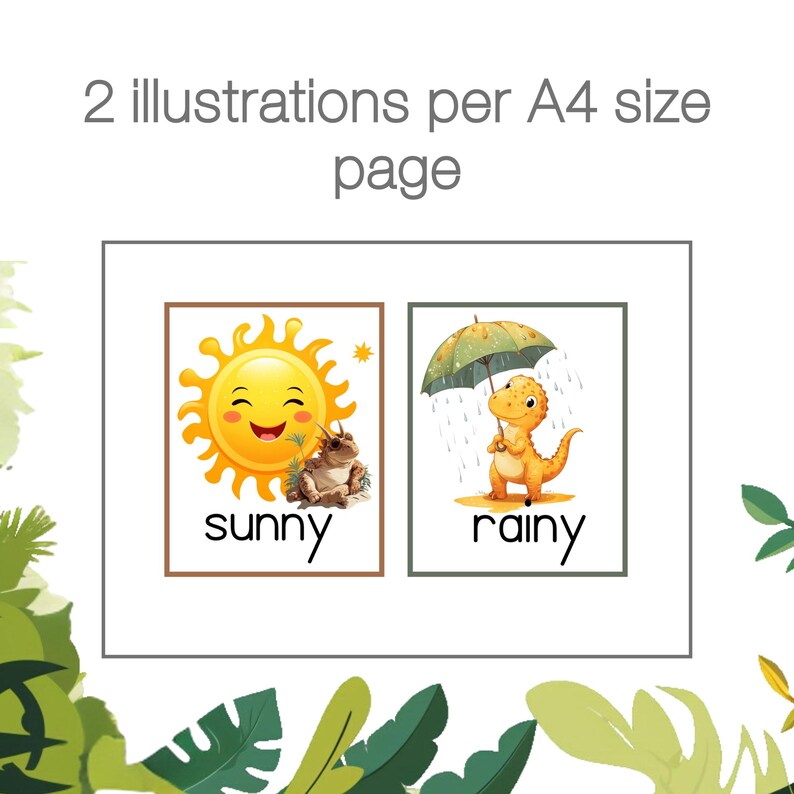 Dinosaur-themed Classroom Kids Weather Chart Printable - All Seasons ...