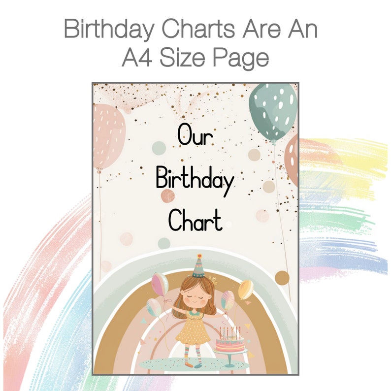 BOHO RAINBOW Birthday Chart | Editable | Pastel Rainbow Classroom Decor ...