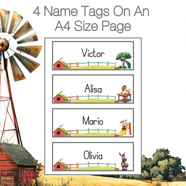Farm Theme Classroom Name Tags Printable - Name Tags for Little ...