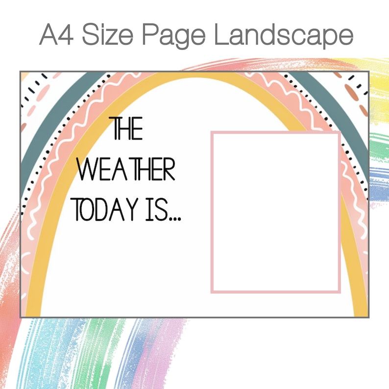 BOHO RAINBOW Classroom Weather Chart & Seasons Poster Pastel Rainbow ...