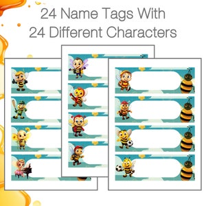 Bee Themed Classroom Name Tags Printable Name Tags for Kindergarten ...