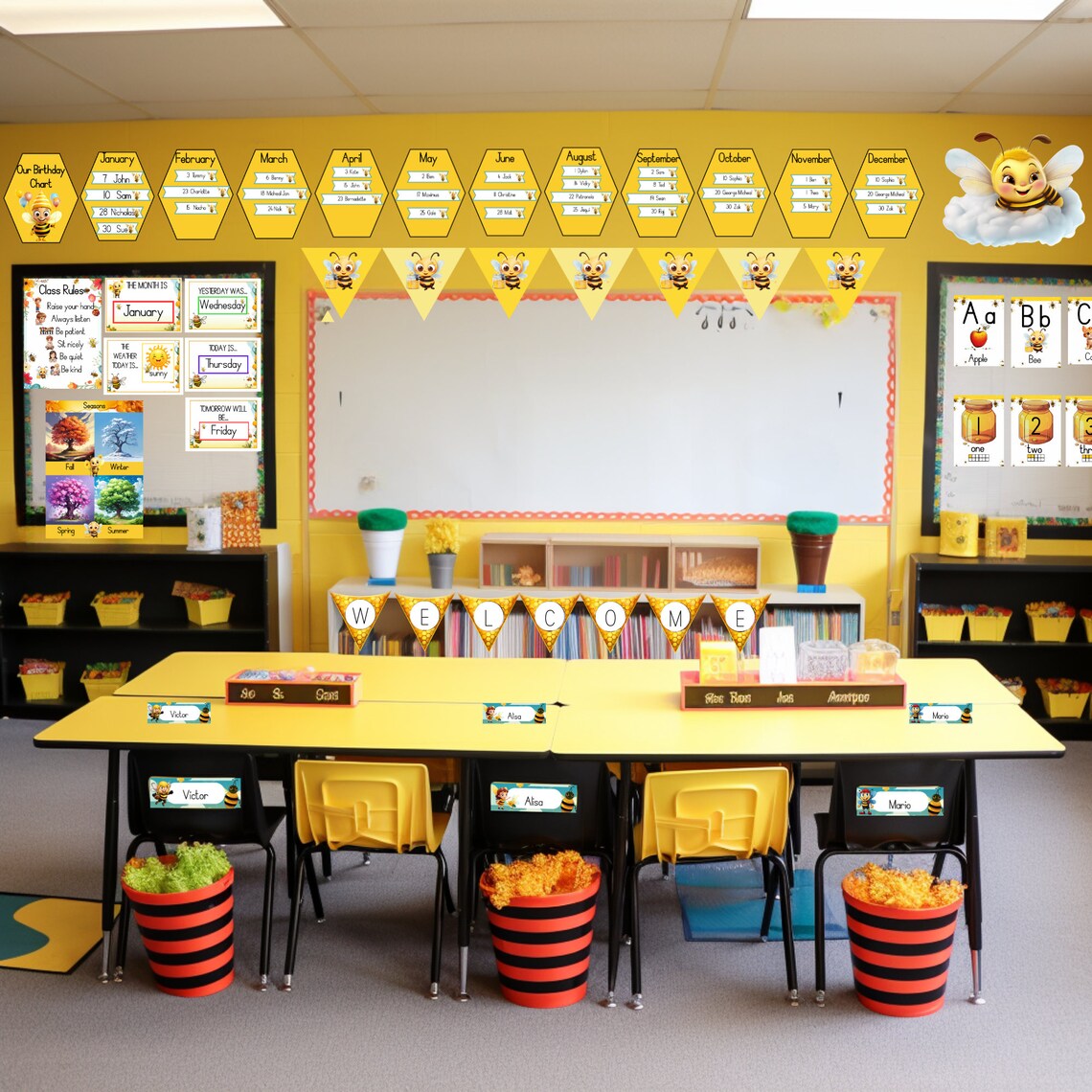 Bee Themed Classroom Rules Posters Printable Class Rules for ...