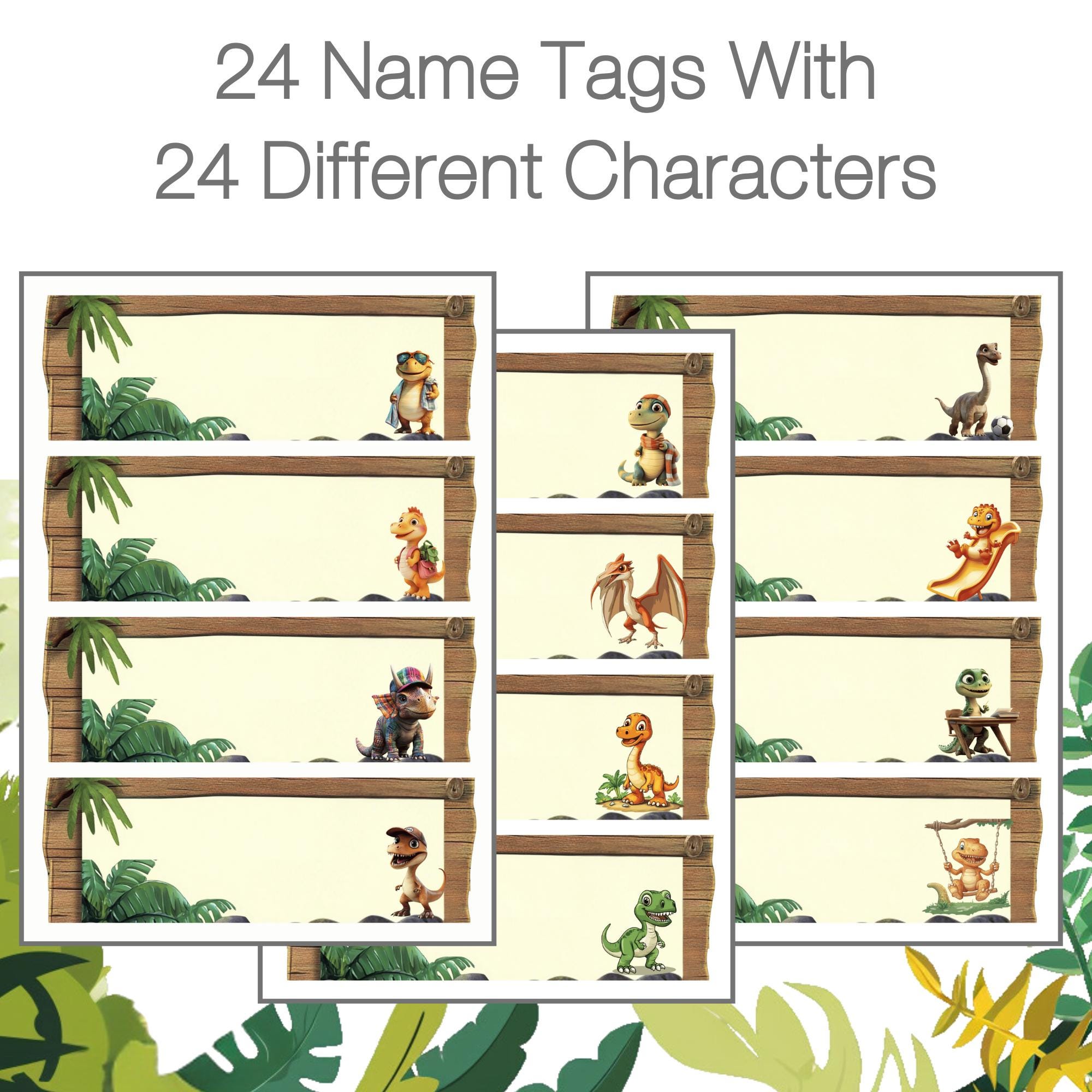 Dinosaur-themed Classroom Name Tags Printable - Name Tags for ...