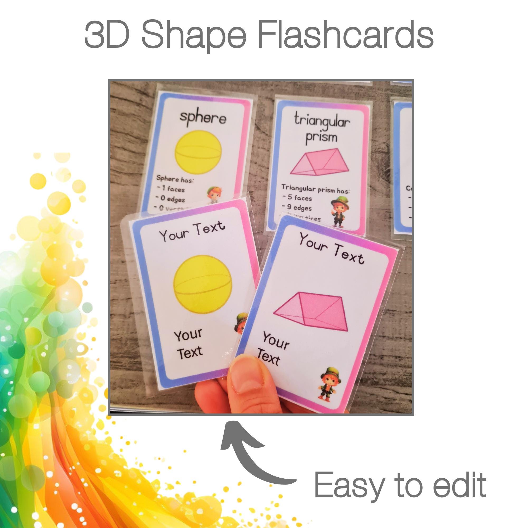 Rainbow Theme Classroom | 3D Shapes | Math Shape Posters | Printable 3D ...