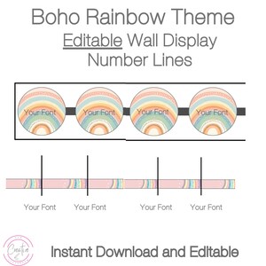 Boho Rainbow Theme Classroom | Number Lines | 2 Various Styles of ...