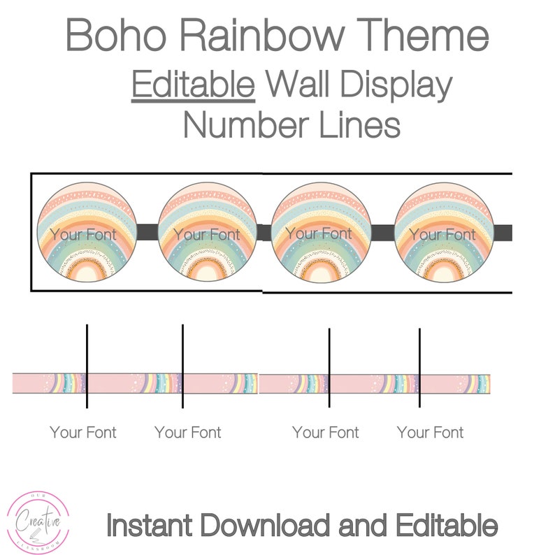 Boho Rainbow Theme Classroom | Number Lines | 2 Various Styles of ...