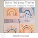 BOHO RAINBOW Classroom Weather Chart & Seasons Poster | Pastel Rainbow ...